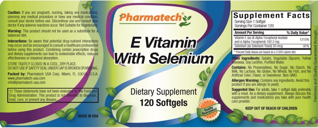 E Vitamin with Selenium - Pharmatech. Vitamins and Supplements Store E Vitamin with Selenium - Pharmatech. Vitamins and Supplements Store